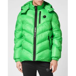 Daunenjacke Plein Sport "Tiger", Herren, Gr. L, 27, acidgrün, Obermaterial: 100% Polyester; Futter: 100% Polyester; Füllung: 100% Polyester, Jacken