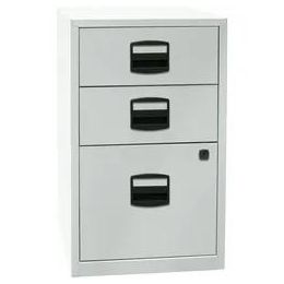 Bisley Home Beistellschrank mit Schloss aus Stahlblech, 2 Universal-Schubladen + 1 Hängeregistratur-Schublade einbahnig abschließbar - für