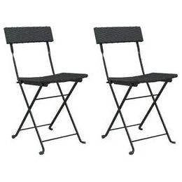 vidaXL Bistrostühle 2 Stk. Klappbar Schwarz Poly Rattan und Stahl