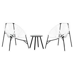 vidaXL Gartenstuhl-Set 3-tlg. Schwarz und Weiß Poly Rattan