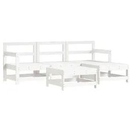 vidaXL 5-tlg. Garten-Lounge-Set Weiß Massivholz Kiefer