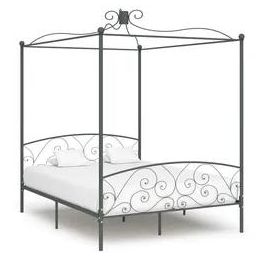 vidaXL Himmelbett-Gestell Grau Metall 160 x 200 cm