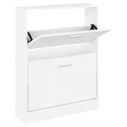 vidaXL Schuhschrank Hochglanz-Weiß 59x17x81 cm Holzwerkstoff