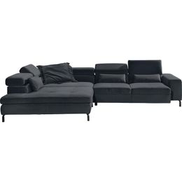 Gallery M BRANDED BY MUSTERRING Ecksofa &raquo;Felicia Due L-Form&laquo; Wahlweise mit Sitzvorzug, inkl. Kopfteilverstellung, Sitzh&ouml;he 43 cm dunkles anthrazit