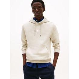 Tommy Hilfiger Herren Hoodie &raquo;TOMMY LOGO TIPPED HOODY&laquo;, Tommy-Tape innen am Ausschnitt, Flag-Stickerei am &Auml;rmel beige S