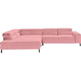 Gallery M BRANDED BY MUSTERRING Ecksofa »Felicia Due L-Form« Wahlweise mit Sitzvorzug, inkl. Kopfteilverstellung, Sitzhöhe 43 cm rosa