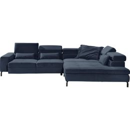 Gallery M BRANDED BY MUSTERRING Ecksofa »Felicia Due L-Form« Wahlweise mit Sitzvorzug, inkl. Kopfteilverstellung, Sitzhöhe 43 cm dunkelblau