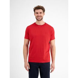 Lerros Damen Lerros T-Shirt &raquo;Lerros Basic T-Shirt mit Logostitch, unifarben&laquo; rot L