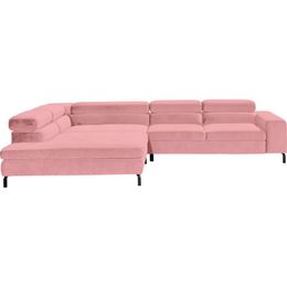 Gallery M BRANDED BY MUSTERRING Ecksofa »Felicia Due L-Form« Wahlweise mit Sitzvorzug, inkl. Kopfteilverstellung, Sitzhöhe 43 cm rosa