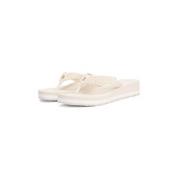 Tommy Hilfiger Dianette »TH CROCHET MID BEACH SANDAL«, Keilabsatz, Plateau, Zehentrenner, Sommerschuh mit Label beige 38 38 Zehentrenner mit...