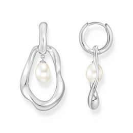 Thomas Sabo Paar Creolen »Natural Beauty Statement-Creolen mit Anhänger, Bold Elegance« mit Süßwasserzuchtperle silberfarben-weiß Natural Beauty...