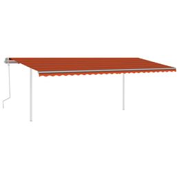 vidaXL Markise Manuell Einziehbar mit LED 6x3,5 m Orange und Braun