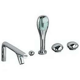 Vitra Istanbul Wannen-Zweigriffarmatur A41813 Ausladung Auslauf 225mm, mit Brausegarnitur, Wannenrandmontage, chrom