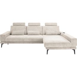 Ecksofa "SO 3600, inkl motor. Sitztiefenverstellung, Kopfst&uuml;tzen, Nierenkissen", beige (kama sand), B:293cm H:85cm T:180cm, 100% Polyester, SET ONE BY Musterring, Sofas, Ecksofa, Sitzh&ouml;he 44 cm, Kaltschaum, Breite 293 x Tiefe 180 cm, Kama sand
