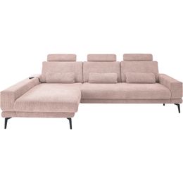 Ecksofa "SO 3600, inkl motor. Sitztiefenverstellung, Kopfst&uuml;tzen, Nierenkissen", rosa (kama rose), B:293cm H:83cm T:180cm, 100% Polyester, SET ONE BY Musterring, Sofas, Ecksofa, Sitzh&ouml;he 42 cm, Federkern, Breite 293 x Tiefe 180 cm, Kama rose