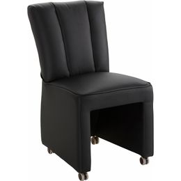 Sessel exxpo - SOFA FASHION "Costa, Loungesessel, Hochlehnsessel, auf Rollen, Komfortsitzhöhe 53cm", schwarz, B:52cm H:95cm T:71cm, Sessel, Esszimmersessel, kompakt und bequem, Breite 52 cm