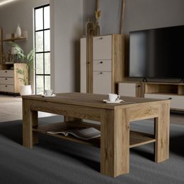 Couchtisch FORTE "Killarney", mavuella eiche, mavuella eiche, mavuella eiche, B:110cm H:45,5cm T:60cm, Tische, Breite 110 cm, Ablage, pflegeleicht, einfache Montage