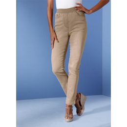 CREATION L PREMIUM Wit Damen Jeans mit Rippenstrick-Bund, sesam, Gr&ouml;&szlig;e 44