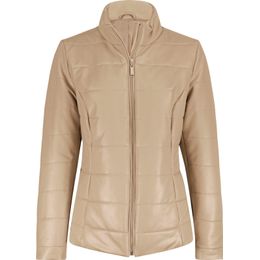 Damen Lederimitatjacke mit Stepp-Muster beige, Gr&ouml;&szlig;e 42