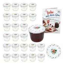 25er Set Sturzglas 230ml Einmachglas + TO-Deckel 82 Candyman eisblau + Heft
