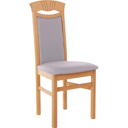 Esszimmerstuhl Home Affaire "Franz", grau (grau, buche lackiert), B:46cm H:101cm T:51cm, Stühle, strapazierfähige Microfaser, Gestell Buche natur oder weiß, Holzstuhl