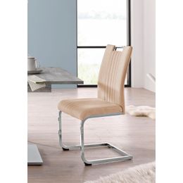 Freischwinger Home Affaire, beige (beige, silberfarben), B:42cm H:56cm T:98cm, Holzwerkstoff, Stühle
