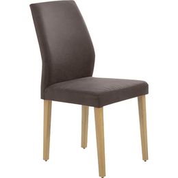 K+w Komfort & Wohnen 4-Fußstuhl K+W KOMFORT & WOHNEN "6193", braun (schwarzbraun 78, wildeiche natur), B:47cm H:97cm T:61cm, Stühle, mit Massivholzbeinen in Wildeiche, gebogenen Rücken