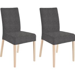 4-Fußstuhl Home Affaire "Umag", grau (anthrazit (fantasy 8203), silberfarben), B:46,5cm H:94cm T:59,5cm, Massivholz, Polyester, Stühle, Sitz und Rücken gepolstert
