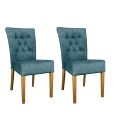 4-Fußstuhl Home Affaire "Ravenna", blau (petrol, eiche natur), B:47cm H:93cm T:64cm, Massivholz, Spanplatte, Stühle, Esszimmerstuhl mit Knopfheftung