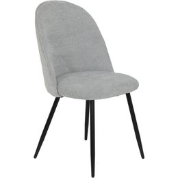 4-Fußstuhl Hela "GISELA", grau (grau, schwarz), B:50cm H:87cm T:57cm, 100% Polyester, Stühle, Bezug Teddyoptik