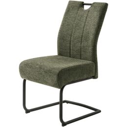 Esszimmerstuhl MCA furniture "AMERY", grün (oliv, schwarz matt lackiert), B:49cm H:98cm T:63cm, Polyester, Stühle, (2er-Set), Taschenfederkern, Belastbarkeit 150 kg, Sitzhöhe ca. 49 cm