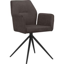 Esszimmerstuhl Places of Style "Ozias", braun (braun, schwarz), B:56cm H:88cm T:59cm, Stoff, Stühle, Sitz und Rücken gepolstert, Gestell aus Metall schwarz, Sitzhöhe 50 cm