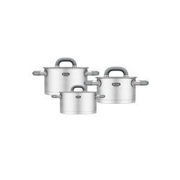Topf-Set Mulex "LUGANO", silber (edelstahlfarben), Töpfe, Messskala, Schüttrand, Kapselboden, Induktion