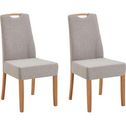 NIEHOFF SITZMÖBEL Esszimmerstuhl NIEHOFF SITZMÖBEL "Molino", grau (taupe), Webstoff, Arte taupe, Stühle, Griff im Rücken, 2er-Set, Füße und Griff massive Eiche