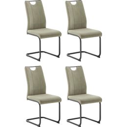 Freischwinger MCA furniture "MCA TERESINA Schwingstuhl mit Griffloch", grün (olive, schwarz), B:44cm H:96cm T:58cm, Polyester, Stühle, (4er-Set), Schwingstühle mit Griffloch, Komfortsitzhöhe von ca. 48 cm
