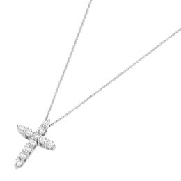 Kette mit Anhänger "Kreuz mit Zirkonia, Silber 925", weiß, Giorgio Martello MILANO, Halsketten, Damen, 45cm, Silber 925 (Sterlingsilber)