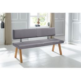 Bank Home Affaire "Mobilar Rio", grau, B:140cm H:89cm T:53cm, Sitzbänke, mit Rückenlehne und aus Massivholz