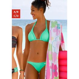 Triangel-Bikini Buffalo, Damen, Gr. 38, Cup C/D, gr&uuml;n (mint), Polyamid, Flechtoptik, Bikini-Sets Triangel-Bikini, mit geflochtenen Details