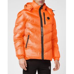 Daunenjacke Plein Sport "Tiger", Herren, Gr. L, 86, orangefluo, Obermaterial: 100% Polyester; Futter: 100% Polyester; Füllung: 100% Polyester, Jacken