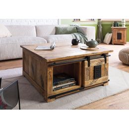 Couchtisch Mango 90x90x45 natur lackiert RAILWAY #1006