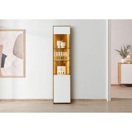 Vitrine Wildeiche 45x38x200 natur geölt / Glas weiß WIEN #131
