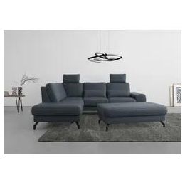 Sit & More Ecksofa SIT & MORE "Cinturo L-Form", blau (dunkelblau), B:260cm H:88cm T:226cm, Sofas, inklusive Sitztiefenverstellung und Federkern, Sitzhöhe 45 cm