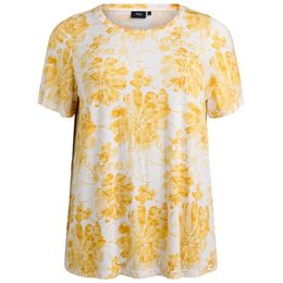 ZIZZI T-Shirt 'Malis' Damen Gr&ouml;&szlig;e XXXL/4XL gelb / wei&szlig;