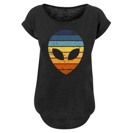 F4NT4STIC T-Shirt 'Alien Sonnenuntergang Retro' Damen Gr&ouml;&szlig;e 5XL gelb / jade / orange / schwarz