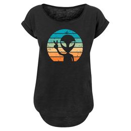 F4NT4STIC T-Shirt 'Alien Piece Sonnenuntergang' Damen Gr&ouml;&szlig;e 5XL jade / hellgr&uuml;n / orange / schwarz