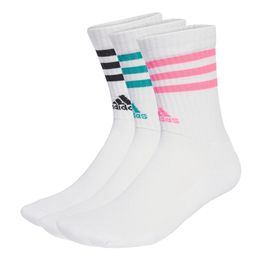 adidas Performance Sportsocken '3-Stripes Cushioned Crew 3 Pairs' Herren Größe 31/33 aqua / hellpink / schwarz / weiß