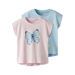 name it T-Shirt 'NMFVIGEA' Mädchen Größe 122/128 hellblau / hellgrün / rosa / weiß