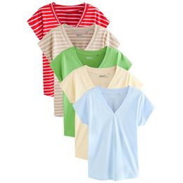 next T-Shirt Damen Gr&ouml;&szlig;e XL beige / hellblau / grau / limette / rot