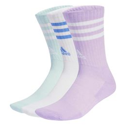 adidas Performance Athletic Socks '3-Stripes Cushioned Crew 3 Pairs' male Green, Purple, White size 40-42