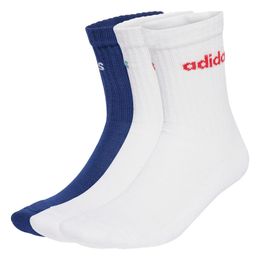 adidas Performance Sportsocken 'Linear Crew Cushioned 3 Pairs' Herren Größe 34/36 hellblau / dunkelblau / rot / weiß